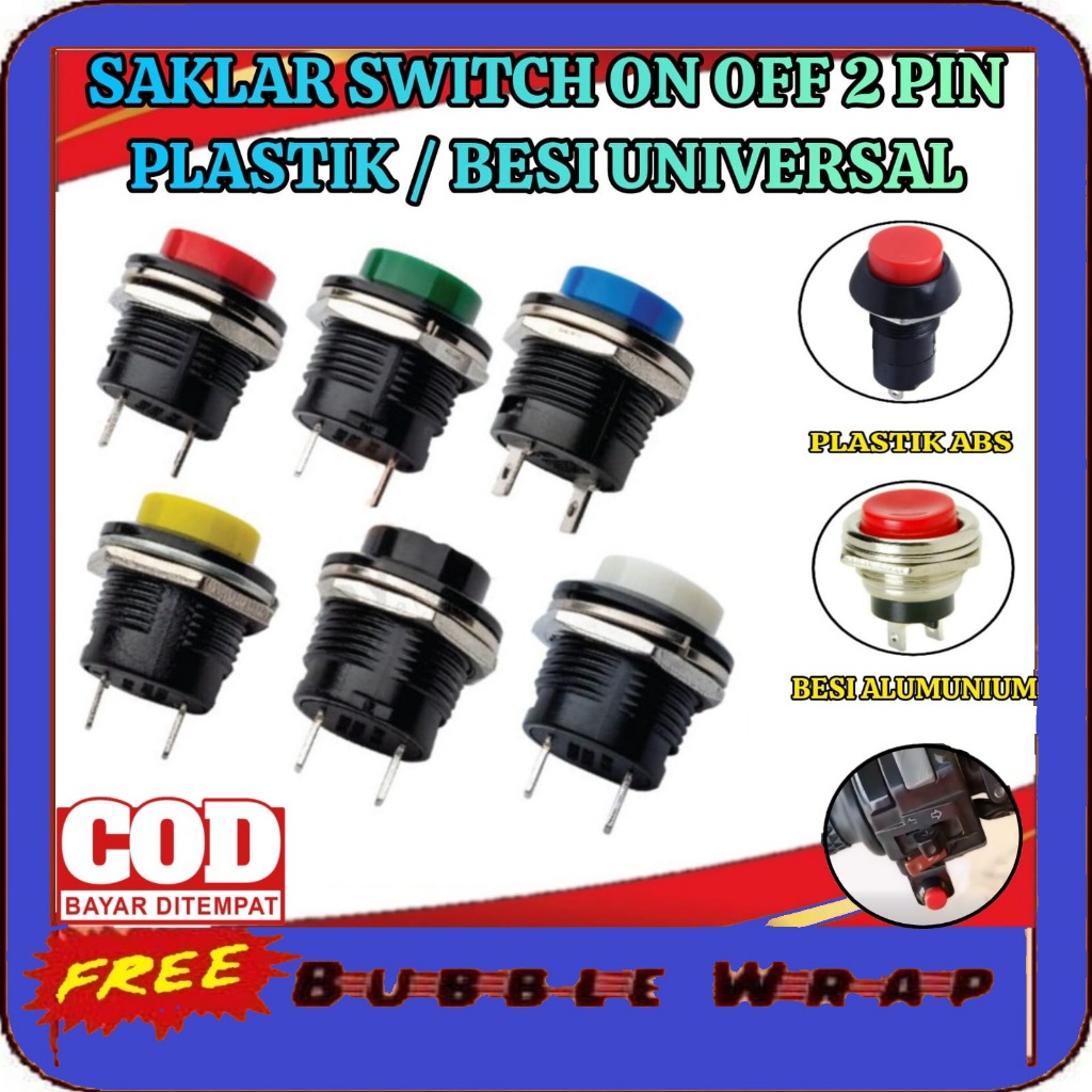 Jual Saklar Warna Switch Push On Off Bulat 2 Pin Kaki Tombol Toggle Tekan On Lepas Off Stater ...