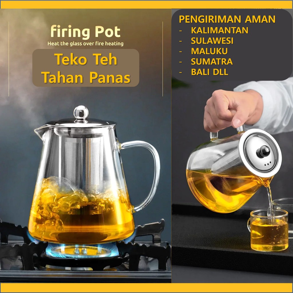 Jual [TAHAN API] Teko Teh Infuser Cangkir Teko Kaca Tahan Panas dengan Filter Pot Teh Bunga ...