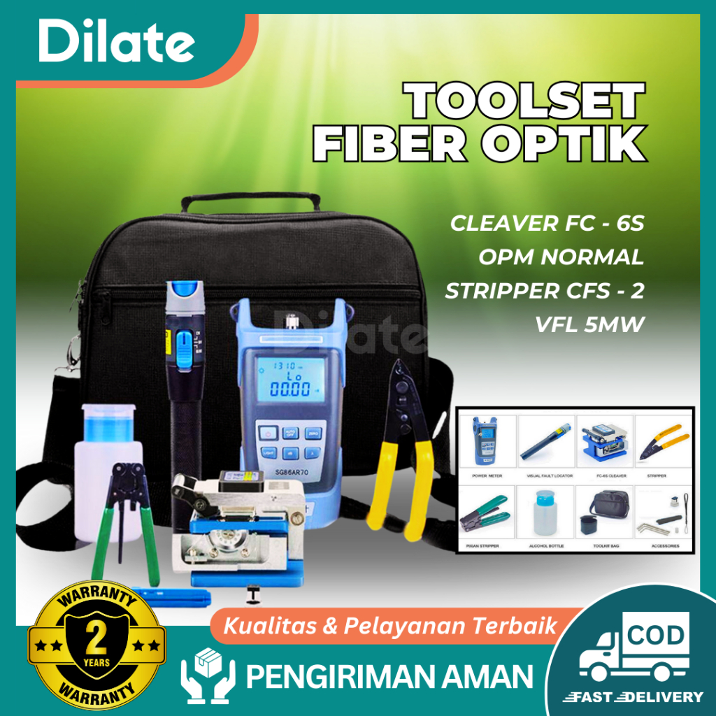 Jual Fiber Optic FTTH Tool Kit and Fiber FC-6S Cleaver Optical Power ...