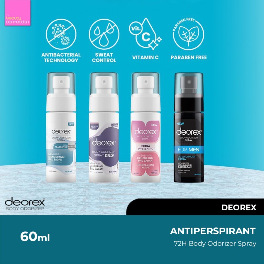Jual DEOREX Antiperspirant Deodorant Body Odorizer Spray 60ml | Shopee ...