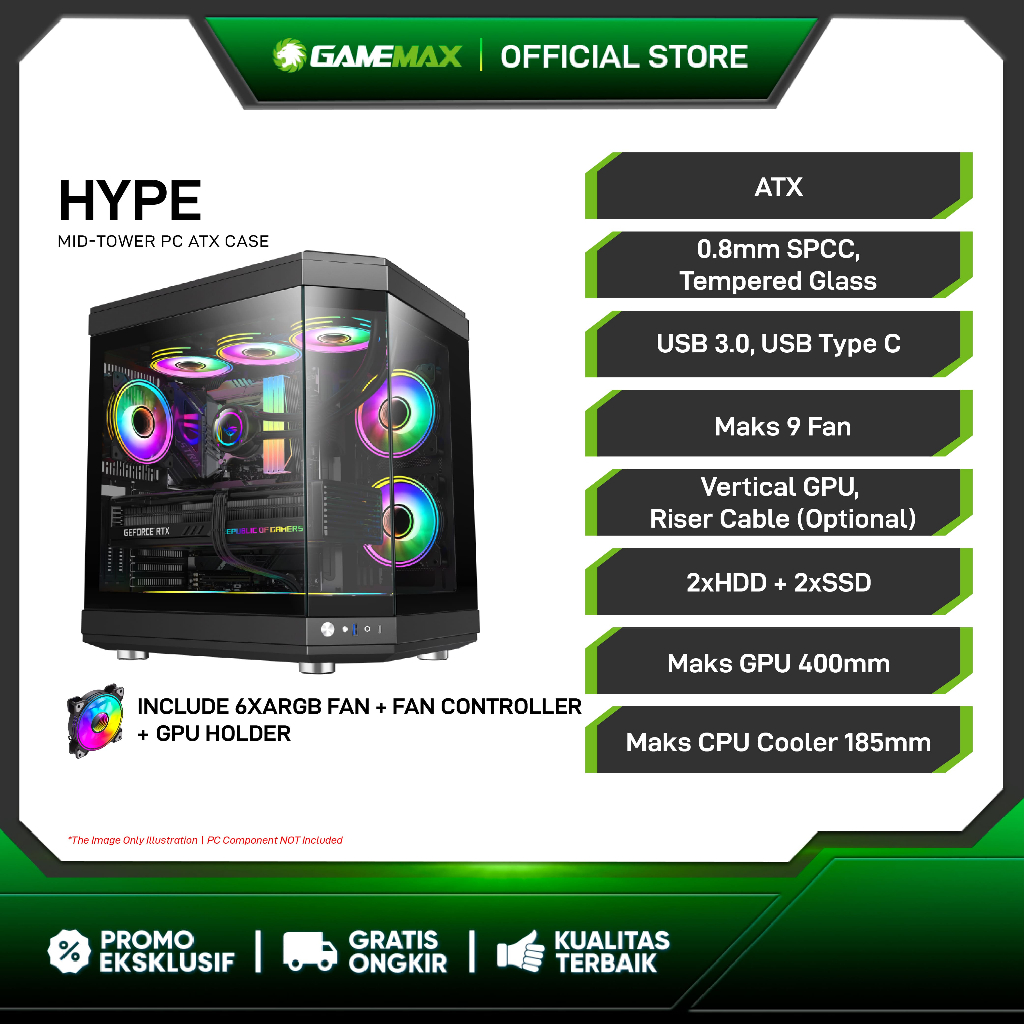Jual Casing PC Gamemax HYPE Premium Mid-Tower ATX PC case | Shopee ...