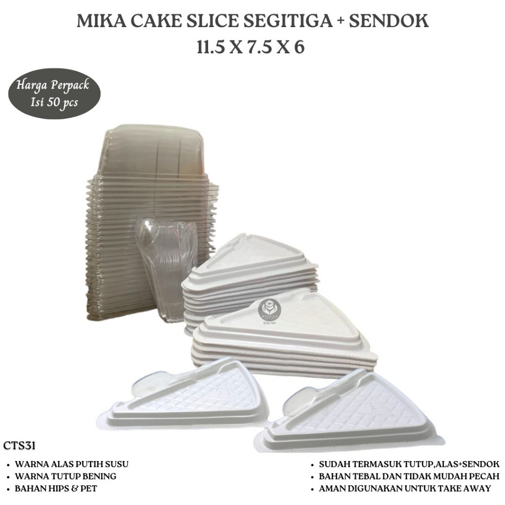 Jual Mika Cake Segitiga Mika Segitiga Tray Sandwich Include Sendok (Isi ...