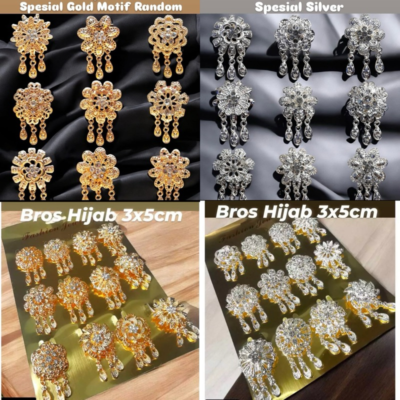 Jual 12 PCS Bros Hijab Jurai Uk 3x5 Cm Campur Motif / Bros Fashion Mini ...