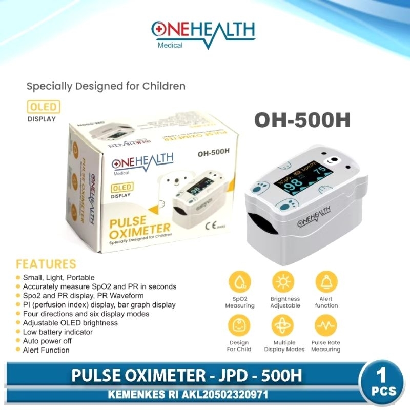 Jual Pulse Oximeter Anak OH-500H / Saturasi Oksigen / SpO2 - Onehealth ...