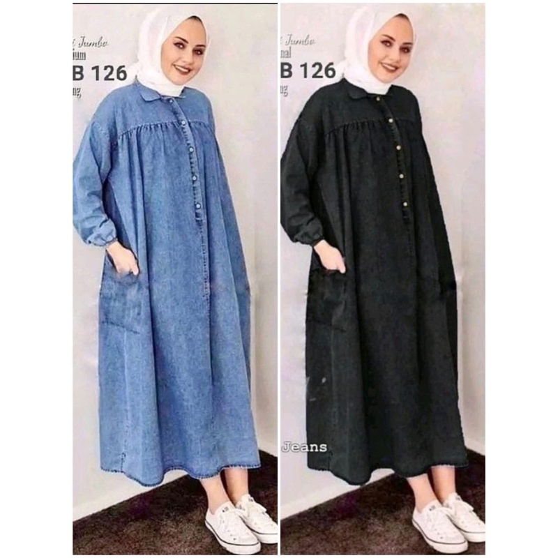 Jual MAHALINI HANAMI MIDI DRESS JEANS WANITA CANTIK KEKINIAN TERBARU SNOW BLUE DENIM DAN HITAM ...