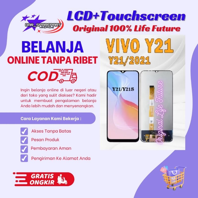 Jual LCD+Touchscreen Fullset VIVO Y21 2021 Original 100% Life Future | Shopee Indonesia