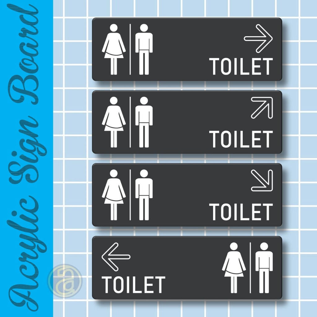 Jual Papan Tanda Arah Rambu Akrilik Tulisan Toilet Sign Estetik ...