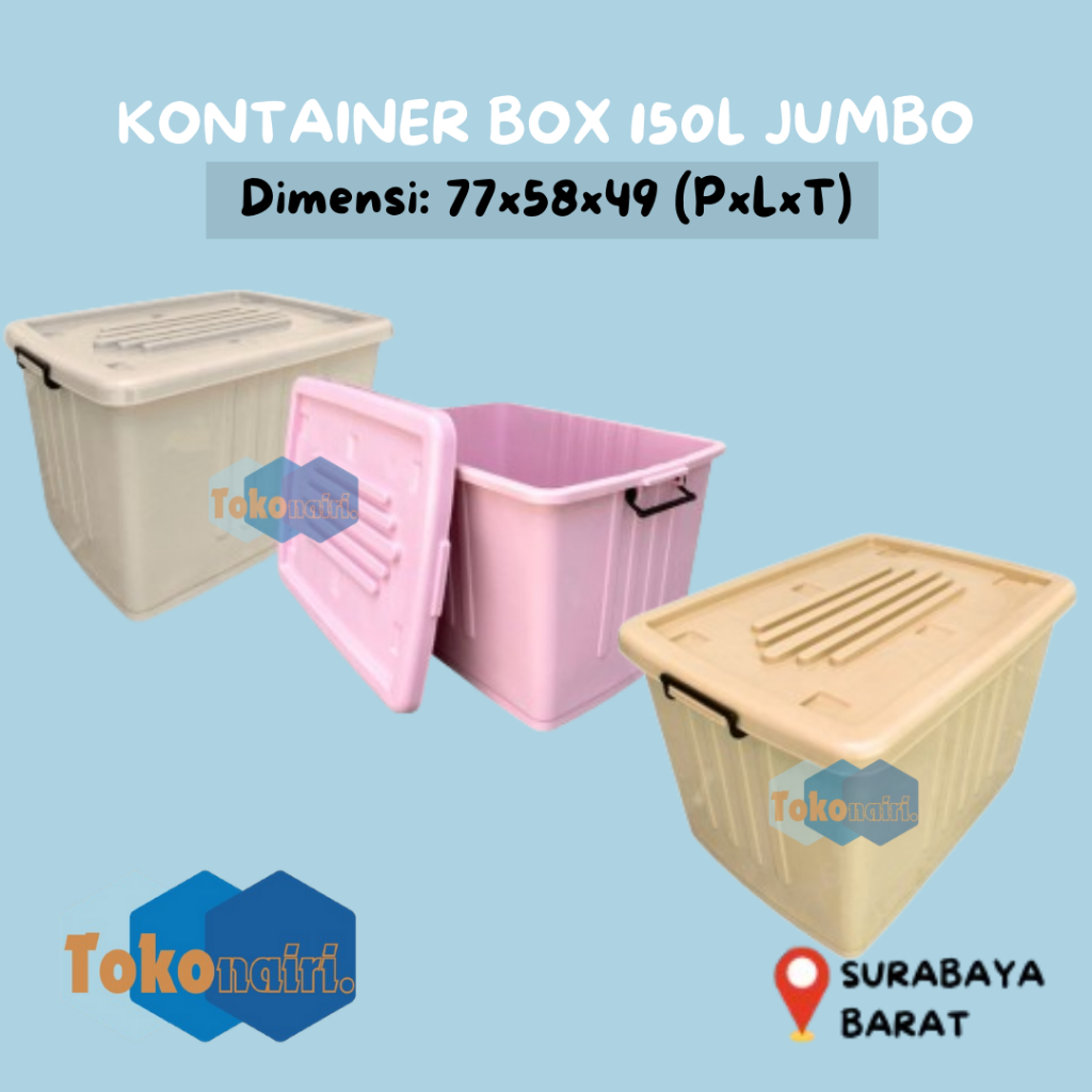Jual KONTAINER BOX 150L + RODA / BOX KONTAINER PLASTIK / CONTAINER BOX ...