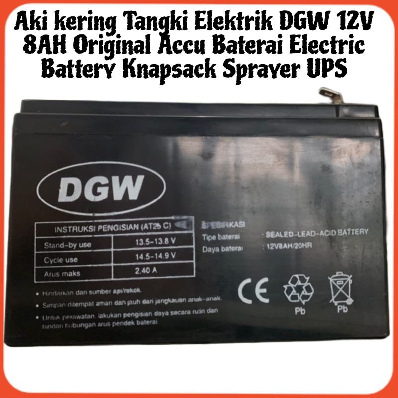 Jual Aki kering Tangki Elektrik DGW 12V 8AH Original Accu Baterai Electric Battery Knapsack ...