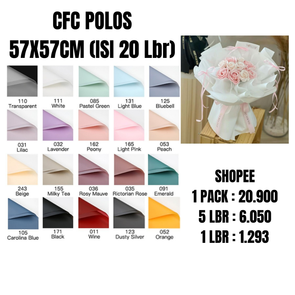 Jual [ 1 LEMBAR ] Cellophane Buket/Kertas Wrapping Bucket Full Color ...