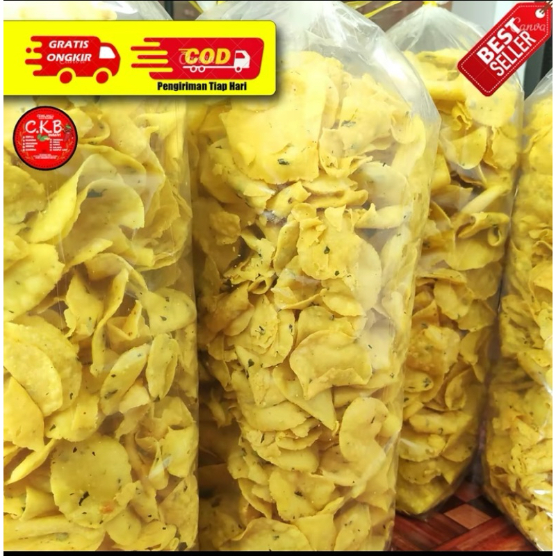 Jual 1kg comring kcimpring singkong daun bawang renyah gurih snack enak ...