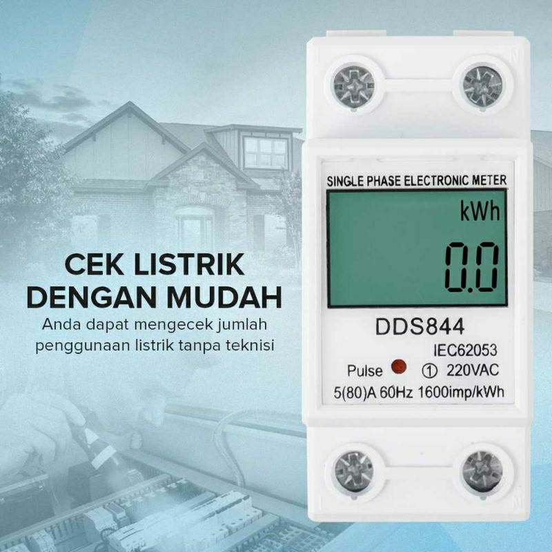 Jual KWH meter Meteran Listrik Digital Din Rail kWh Meter Single - Phase 220 V / 80ah 1 P ...