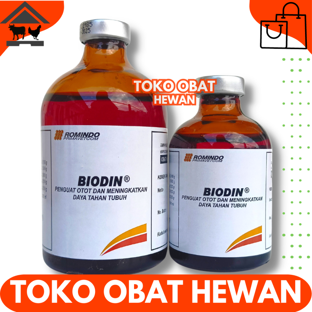 Jual BIODIN 100ML BIODIN 50ML ROMINDO - Vitamin Hewan Menguatkan Otot ...
