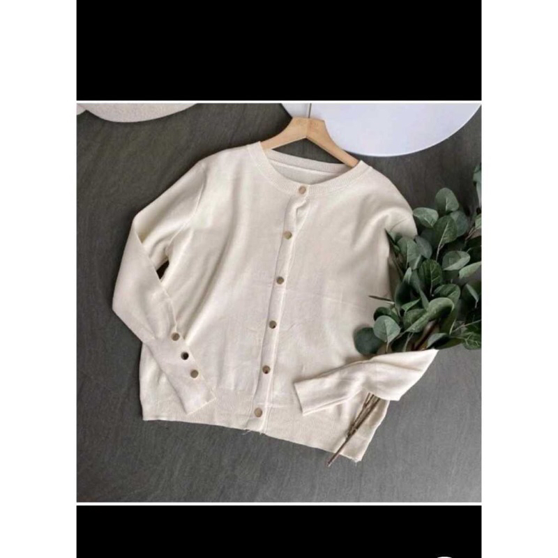 Jual Starla Cardigan Basik Kancing Gold Tebal Premium | Shopee Indonesia