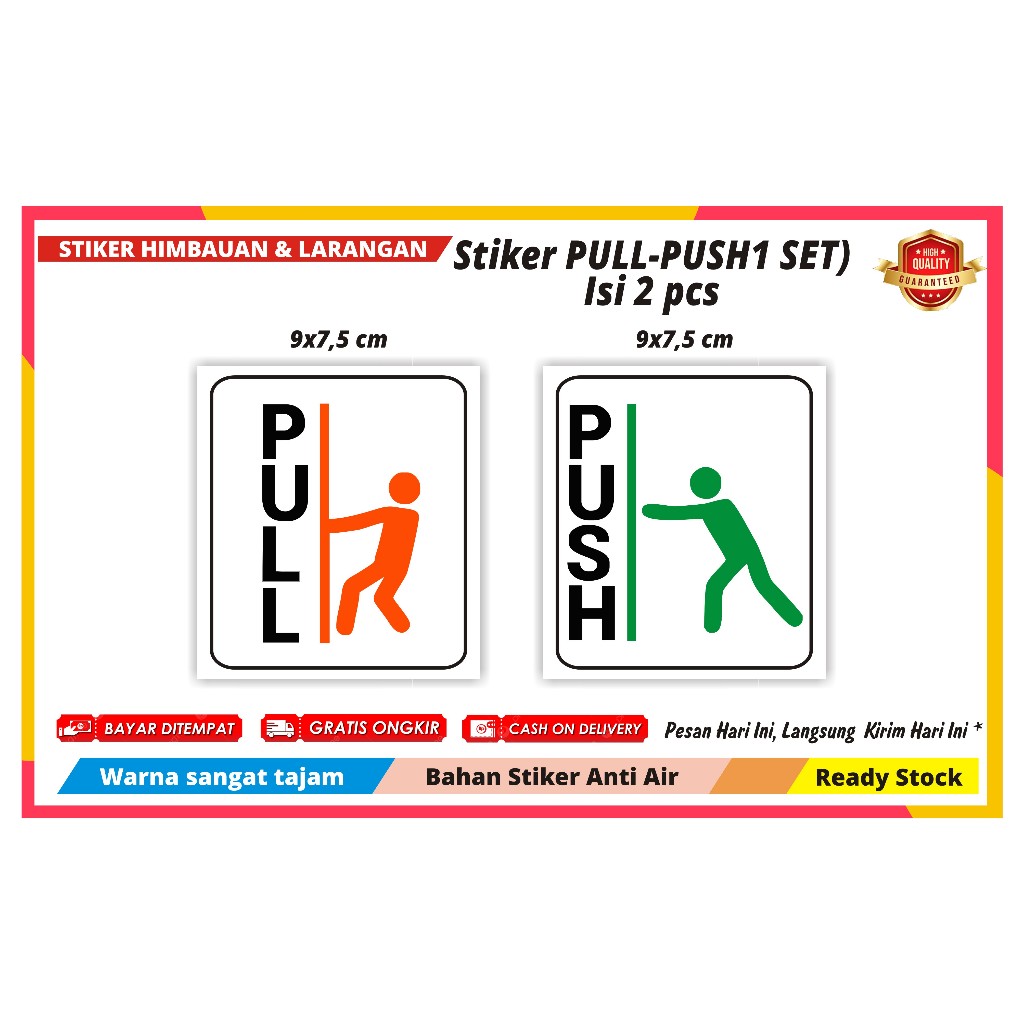 Jual STIKER PULL-PUSH (1 SET) | Shopee Indonesia