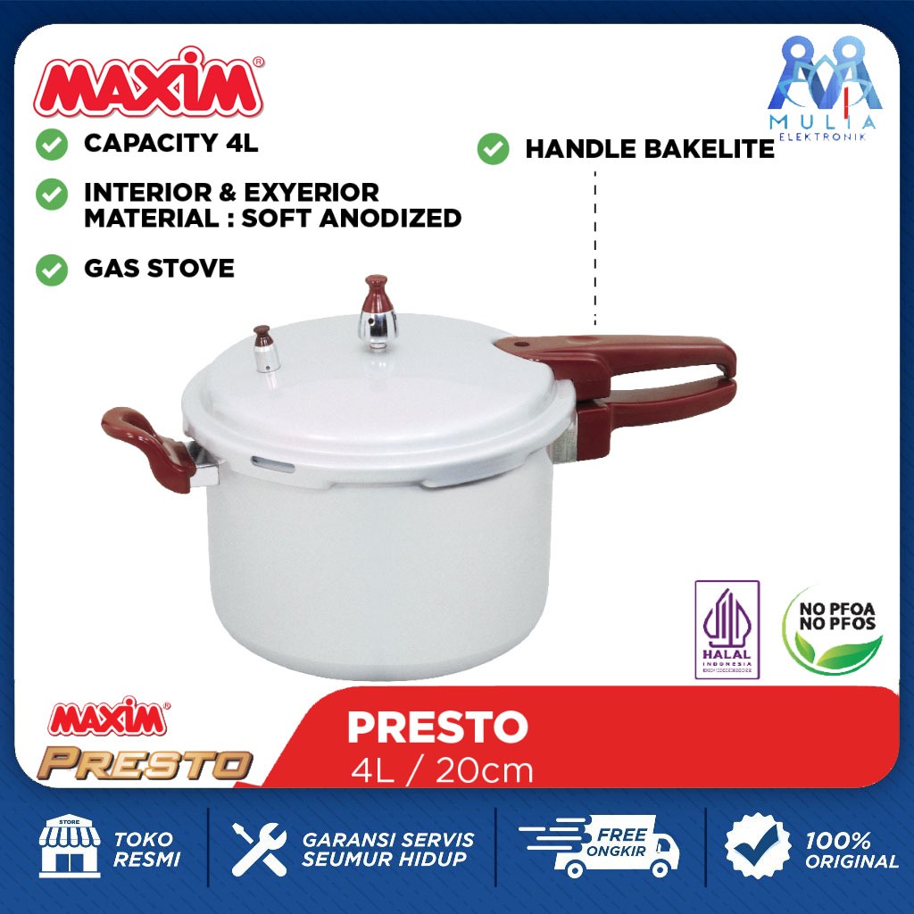 Jual MAXIM PRESTO PRESSURE COOKER MAXIM 4 LITER / MAXIM 20 CM / 4 LITER SNI | Shopee Indonesia