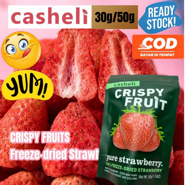 Jual casheli Strawberry Kering Freeze Dried Utuh Premium Fresh Baru Crispy Original Sweet Taste ...