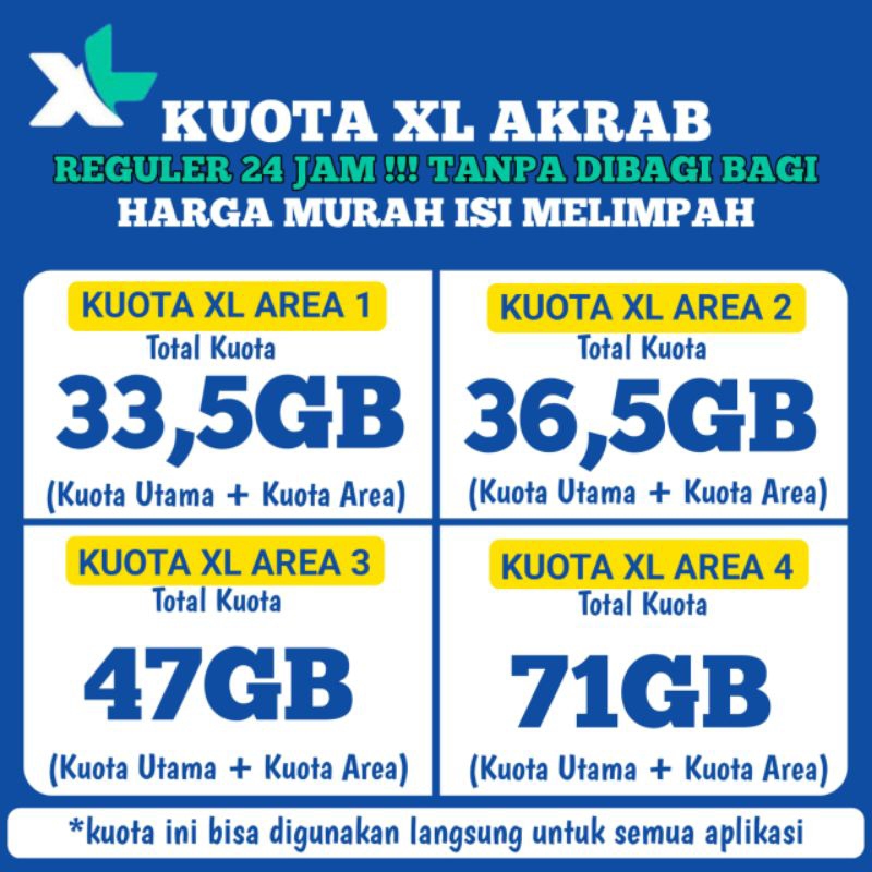 Jual KUOTA REGULER XL AXIS SELURUH INDONESIA !!! | Shopee Indonesia