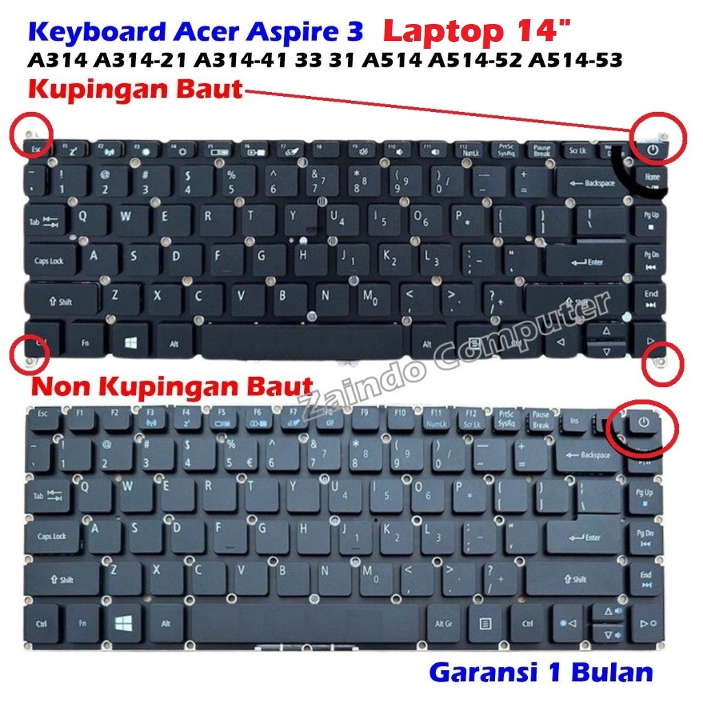 Jual KEYBOARD ACER ASPIRE 3 A314 A314-21 A314-31 A314-32 A314-41 A514 ...