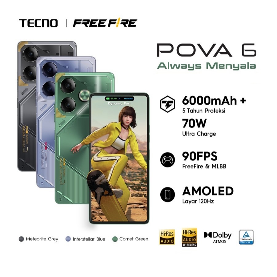 Jual TECNO POVA 6 PRO 5G 12/256GB & POVA 6 8 /256GB GARANSI RESMI ...