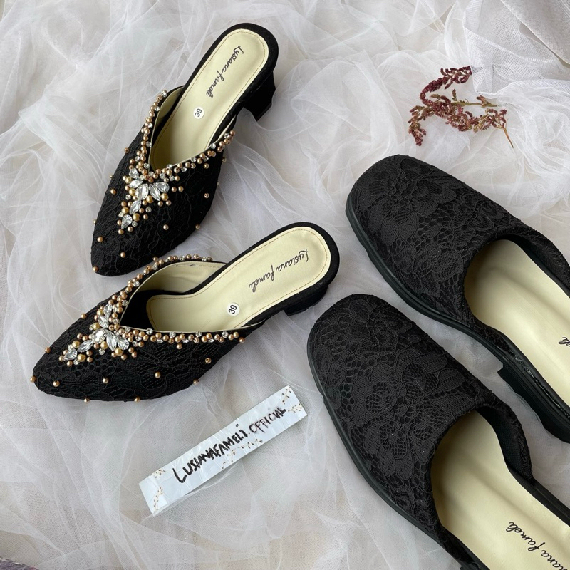 Jual 𝑪𝒐𝒖𝒑𝒍𝒆 𝒉𝒂𝒈𝒊𝒏 | Sepatu couple pengantin selop brukat wanita dan ...