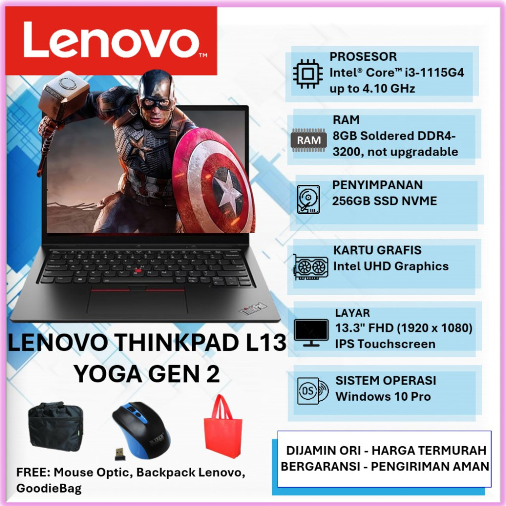 Jual Lenovo Thinkpad L13 Yoga Gen 2 Intel Core i3 1115G4 13 inch Full HD IPS Touchscreen ...