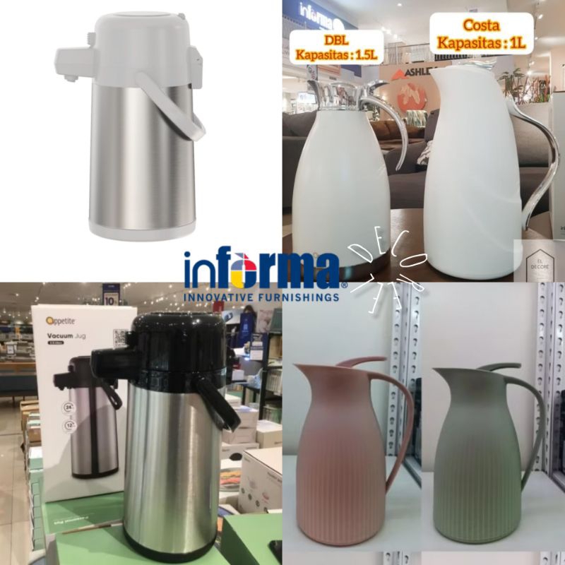 Jual Informa thermos vacuum jug 1.5 dan 1 liter tahan panas dingin ...