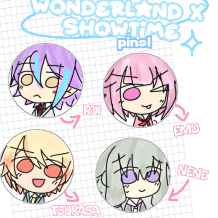 Jual Murah Lebay wonderland x showtime pins rui nene tsukasa emu ...