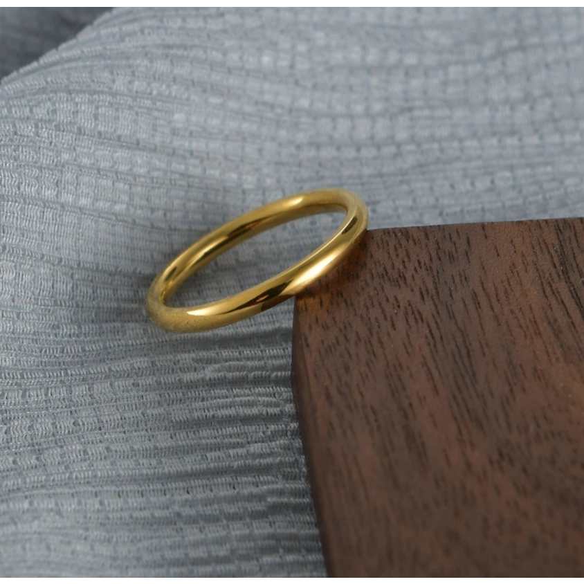 Jual CINCIN Titanium bulat GOLD lebar 3 mm cocok untuk couple dan ...