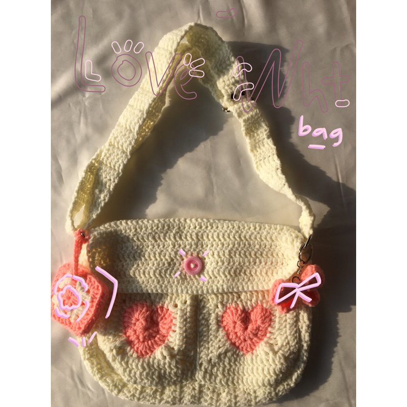 Jual PINK LOVE BAG|TAS RAJUT AESTETIC|TAS RAJUT MURAH|TAS | Shopee ...