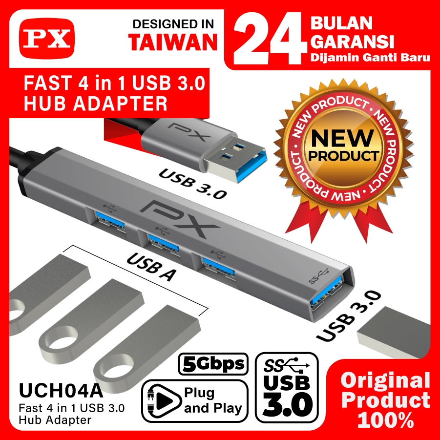 Jual Hub Converter USB 3.0 to USB 3.0 5 Gbps Laptop 4 in 1 PX UCH04A ...