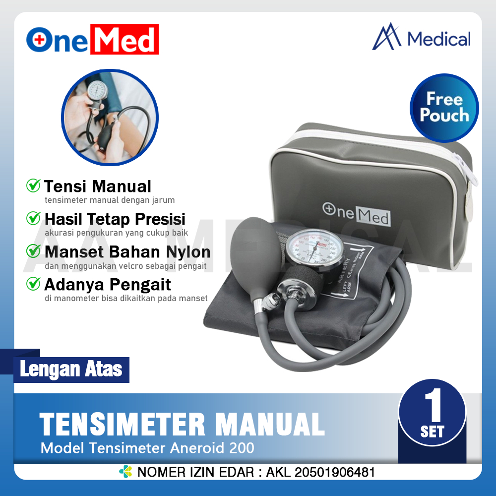 Jual ONEMED Tensi 200 Aneroid Tensimeter Alat Ukur Tekanan Darah Manual ...