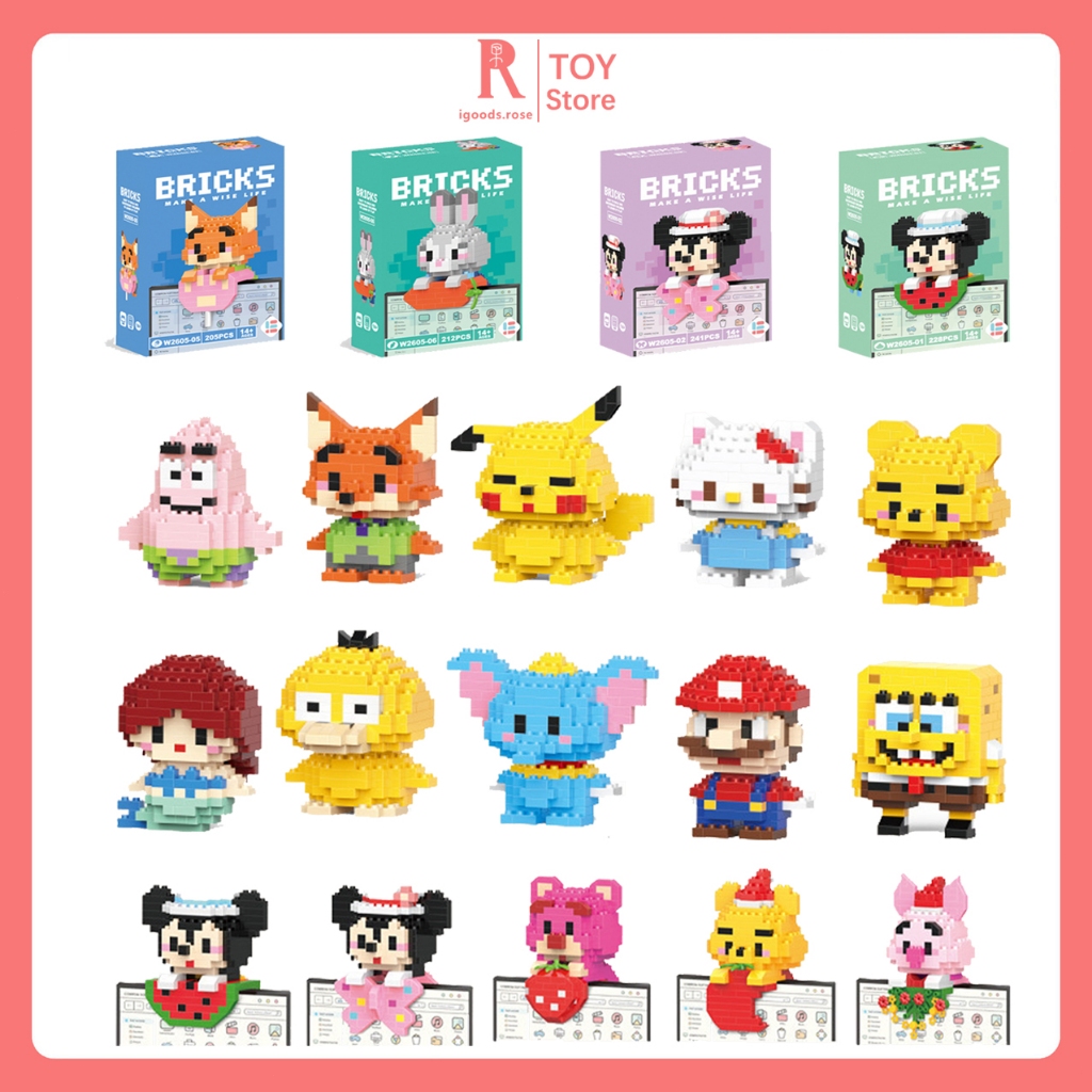 Jual igoods.rose DIY Block Kartun Toy Kartun Mini Block DIY Toy Brick ...