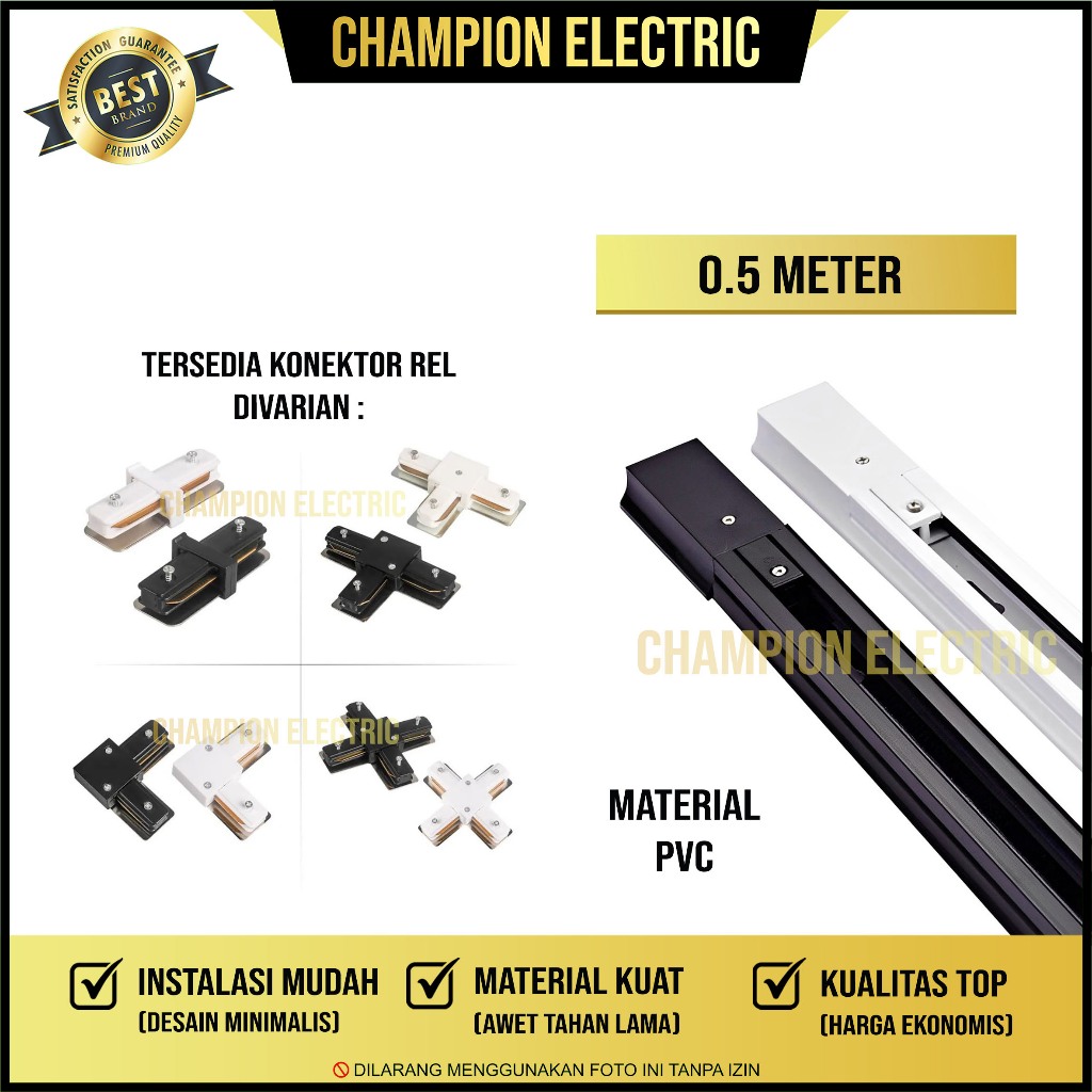 Jual Rel Lampu Sorot Plafon 0.5M 1M Track Light LED Hitam Putih ...