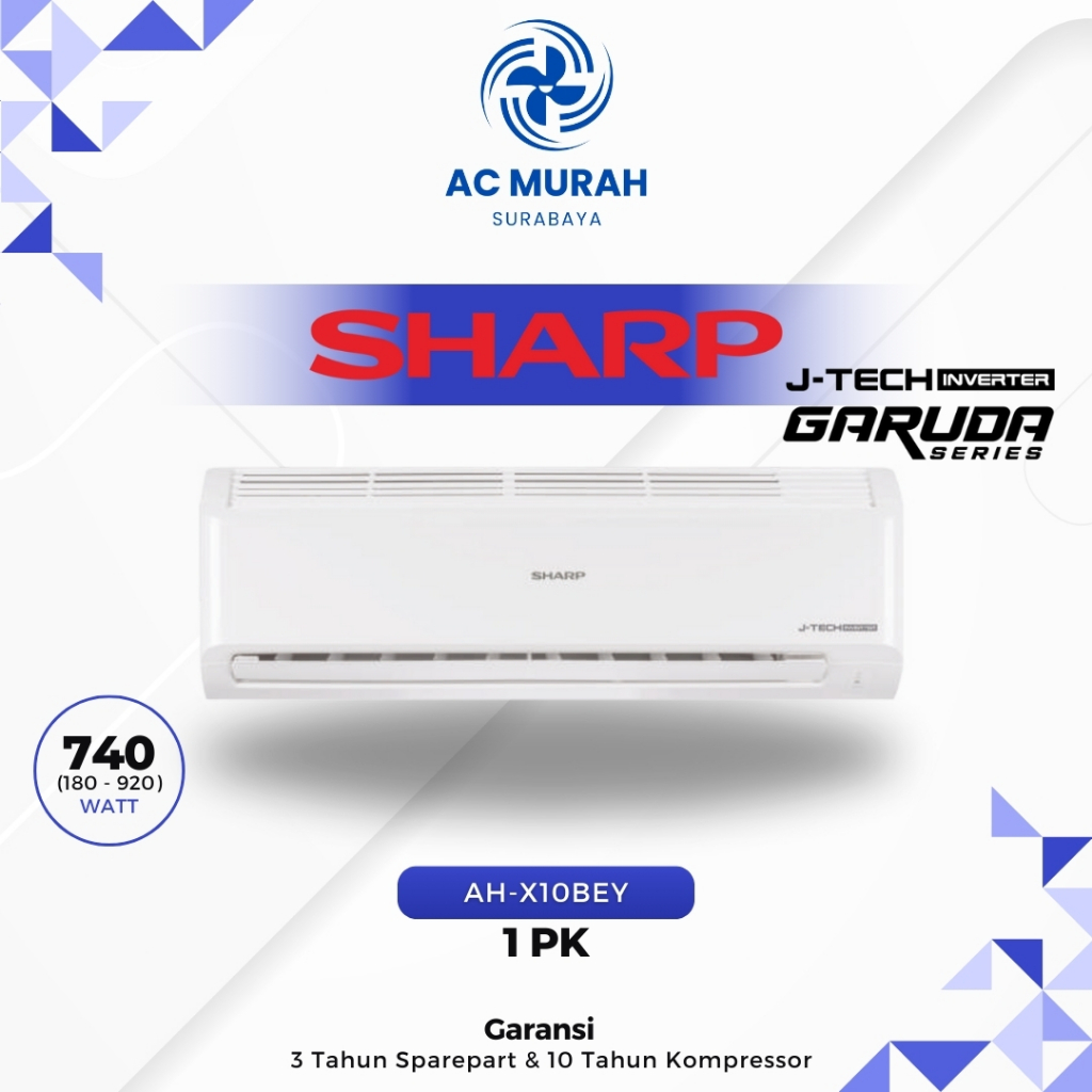 Jual AC Sharp Inverter 1 PK AH-X10BEY J-Tech Inverter Garuda Series | Shopee Indonesia