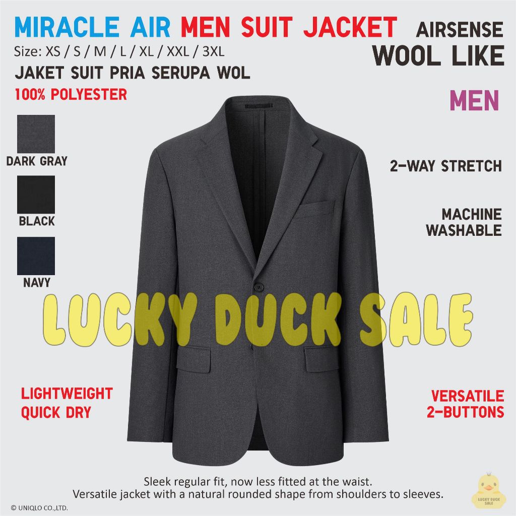 Jual Miracle Air Jacket Wool Like Men Jaket Blazer Pria UNIQLO Airsense ...