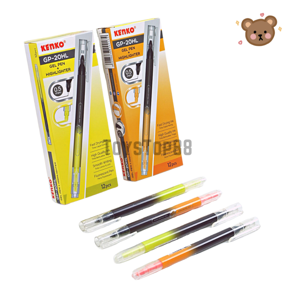 Jual Kenko 2 in 1 Pulpen Gel + Highlighter GP-20HL - Ballpoint Pena ...