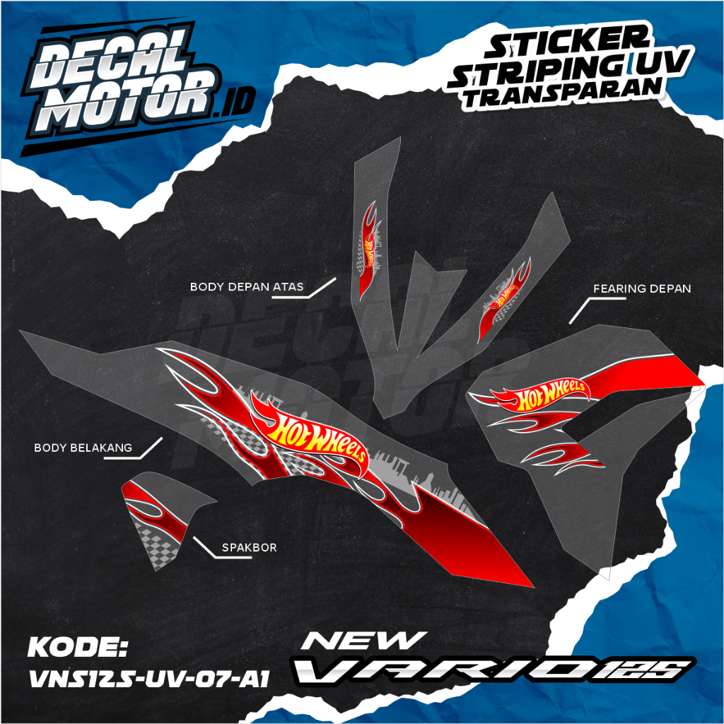 Jual Stiker Striping Vario New 125 Gen 2 Tahun 2022 2023 2024 Motif Hotwheels Variasi Transparan ...