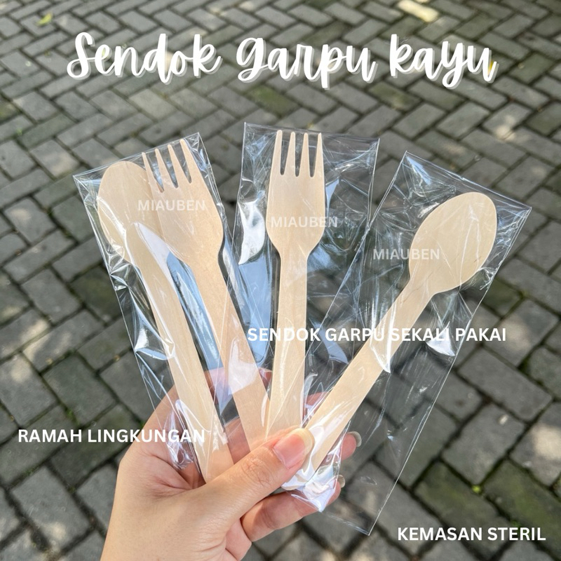 Jual (1pcs) Sendok garpu kayu higenis cutlery | Shopee Indonesia