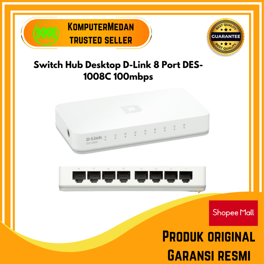Jual Switch Hub Desktop D-Link 8 Port DES-1008C Garansi Resmi 100mbps ...