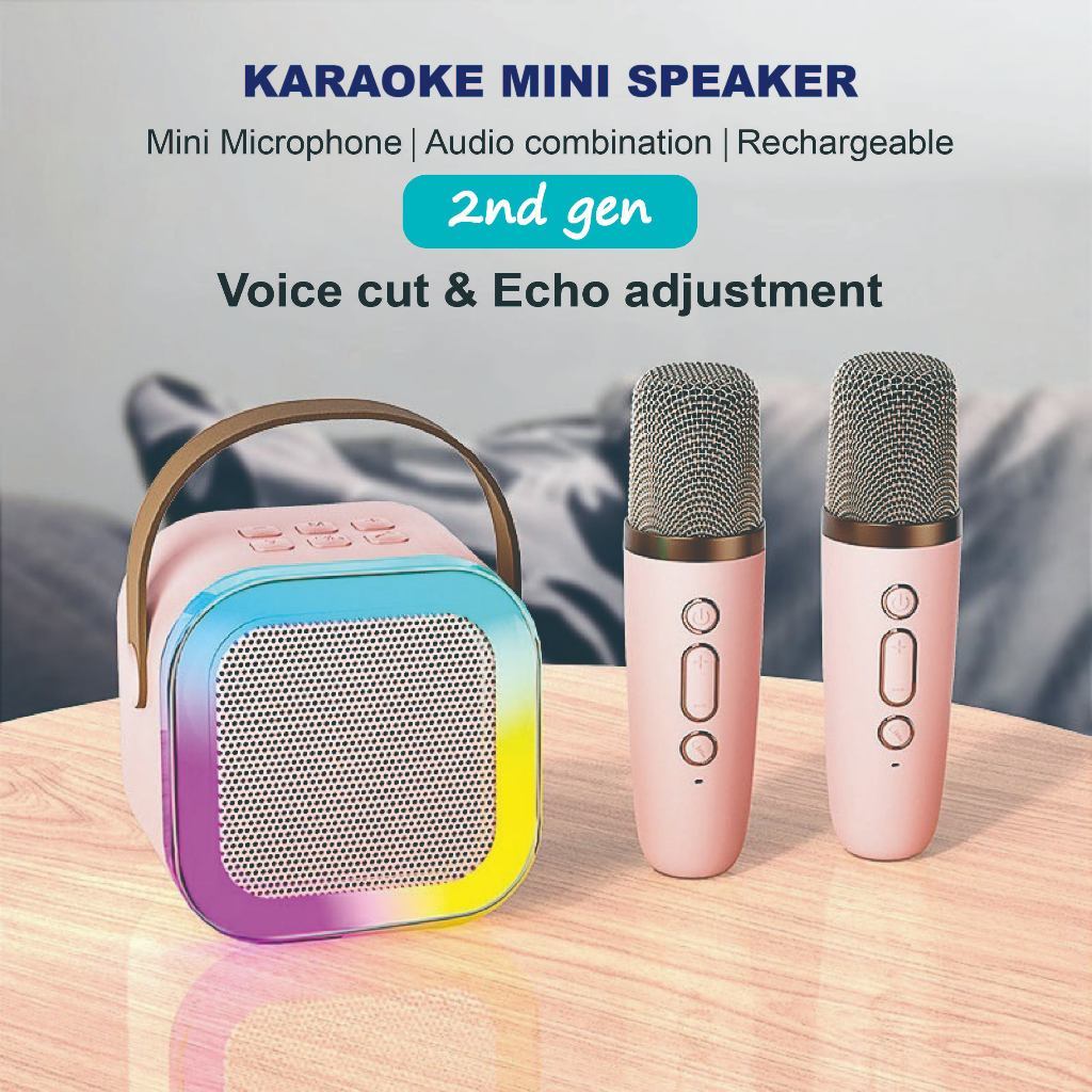 Jual Speaker Bluetooth Karaoke LED Lightweight- Karaoke 2 Mic Set Salon ...