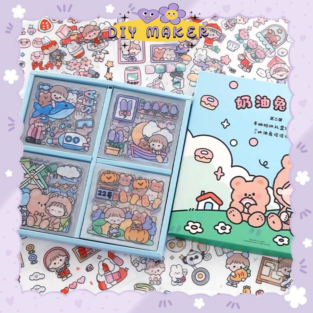 Jual 100 Lembar Stiker Box Telado Buat Jurnaling /Sticker 1 Box Lucu ...
