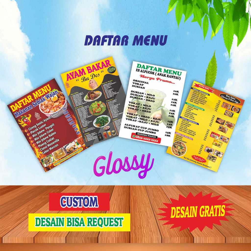 Jual Cetak Print Daftar Menu Bisa Request Desain Custom | Shopee Indonesia