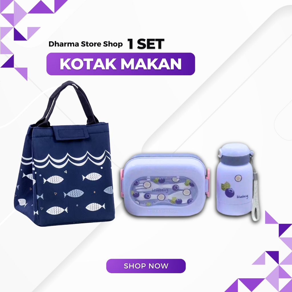 Jual Lunch Box Set Botol Minum Kotak Tempat Makan Bekal Anak Sekolah TK SD Karakter Aesthetic ...