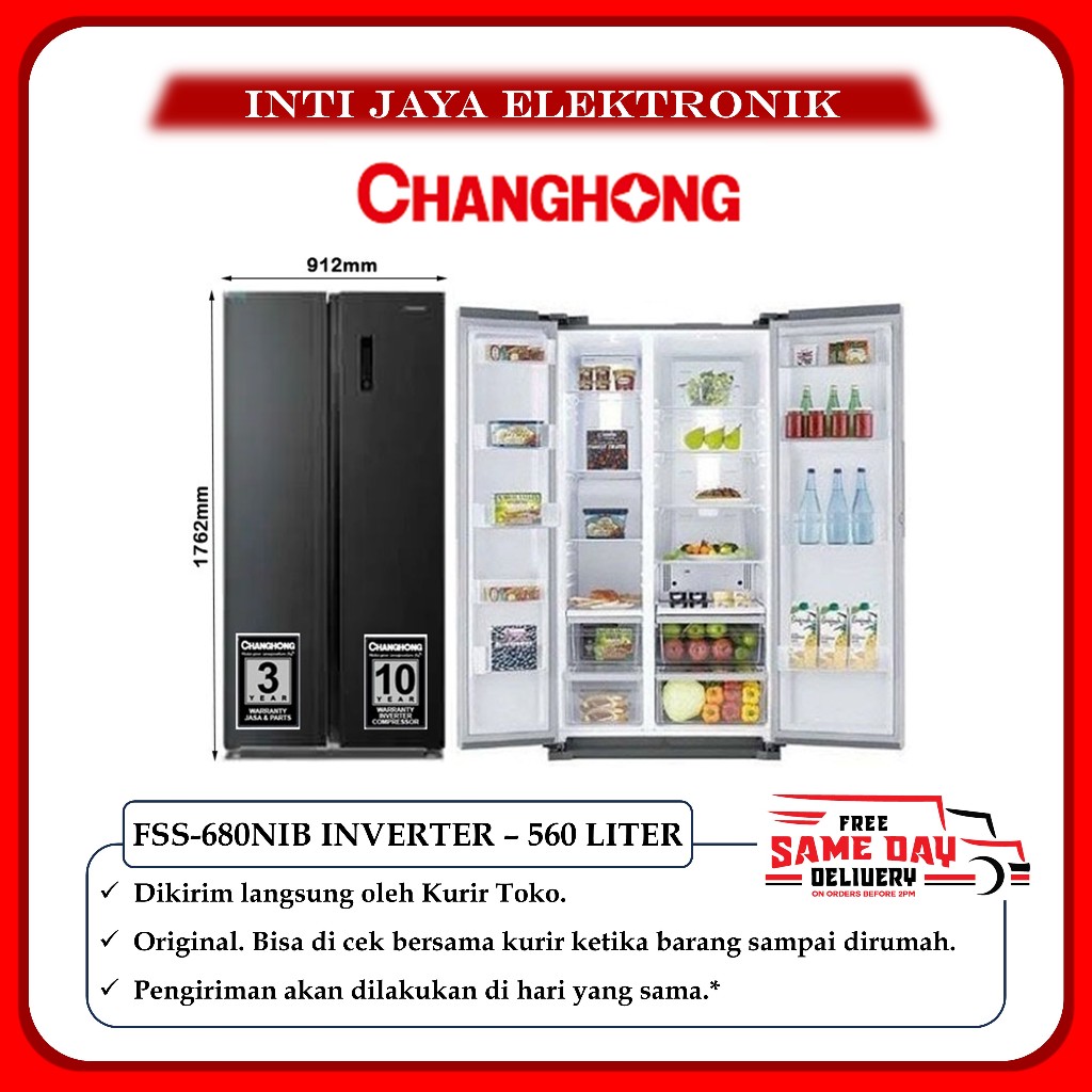 Jual KULKAS CHANGHONG INVERTER SIDE BY SIDE 560 LITER - FSS-680NIB ...