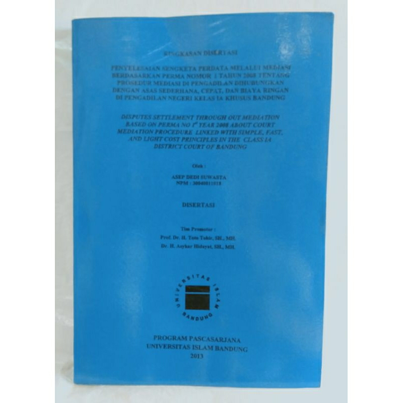 Jual DISERTASI Penyelesaian Sengketa Perdata Melalui Mediasi ...