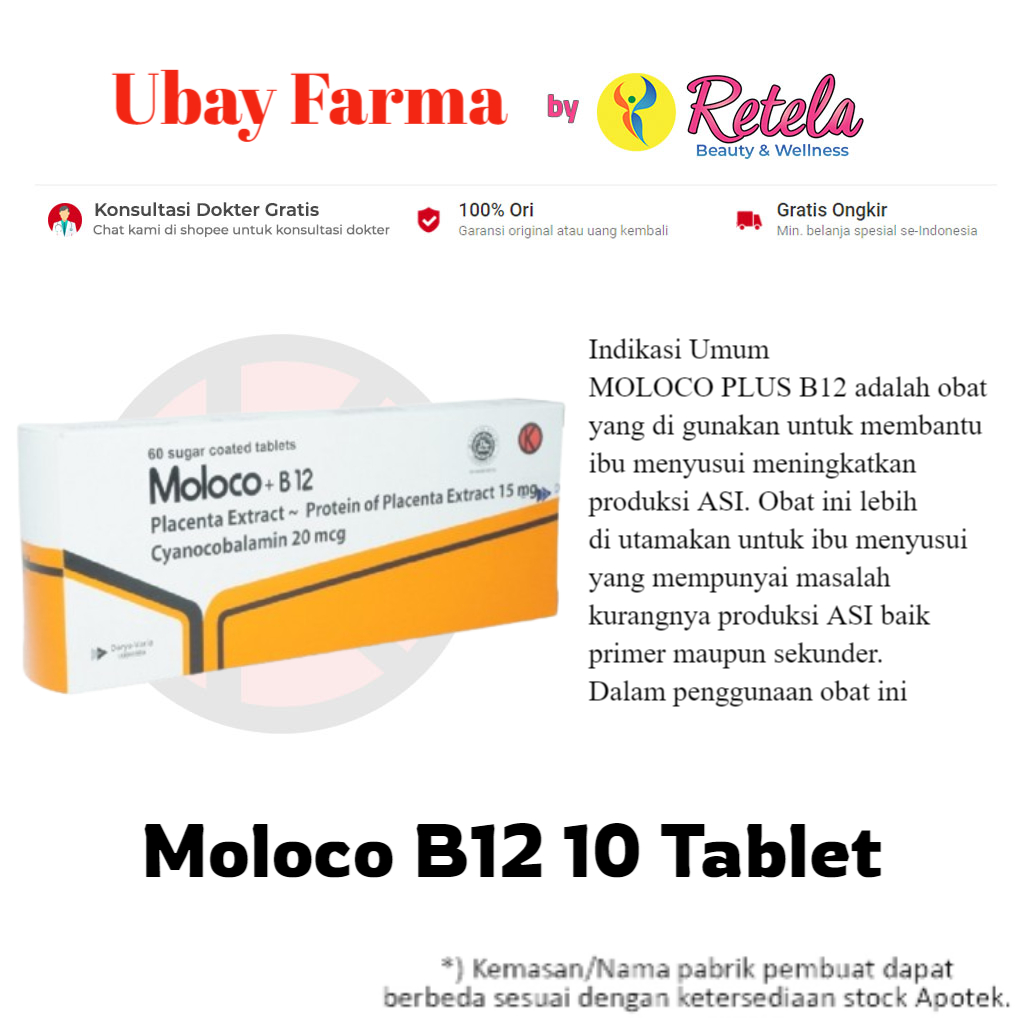 Jual Moloco B12 10 Tablet / Vitamin Busui / Vitamin B12 | Shopee Indonesia