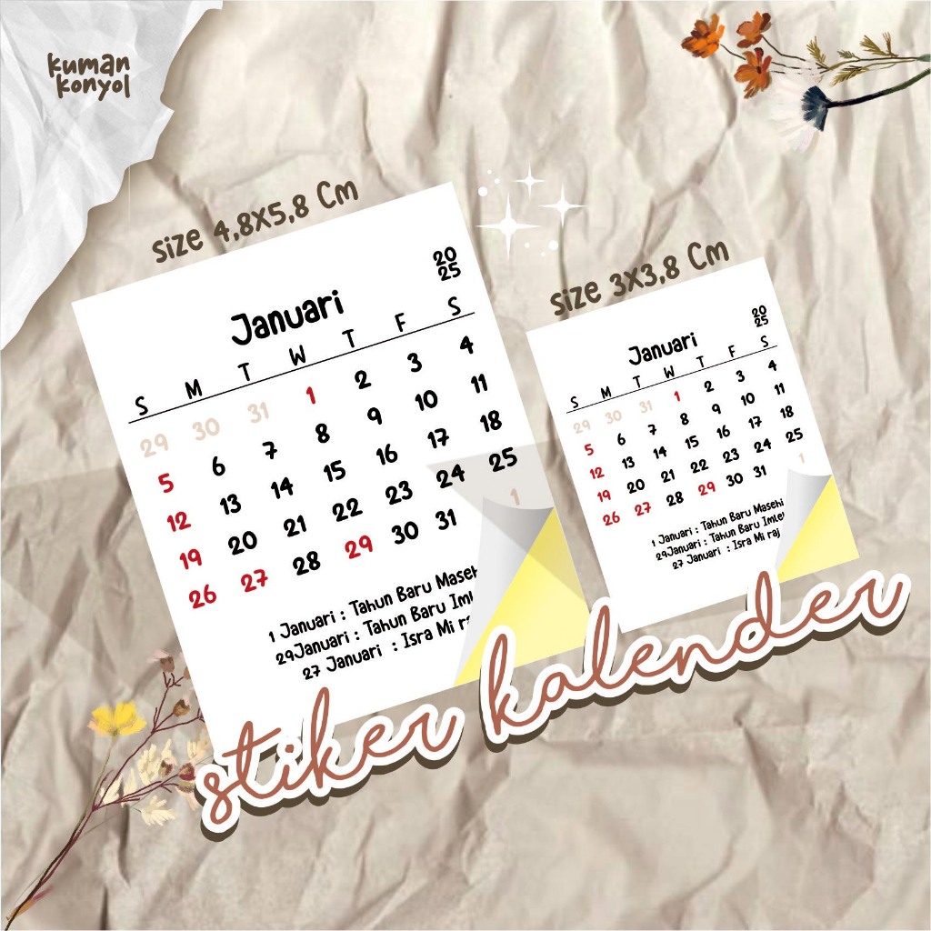 Jual 2025 MINI CALENDAR BULLET JOURNAL KALENDER JURNAL AESTHETIC STIKER ...