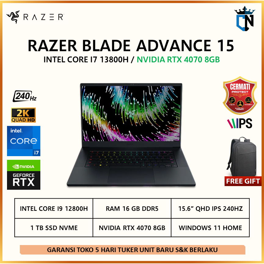 Jual Razer Blade Advance 15 I7-13800H RTX4070 8GB/ 16GB 1TB W11 15.6 ...