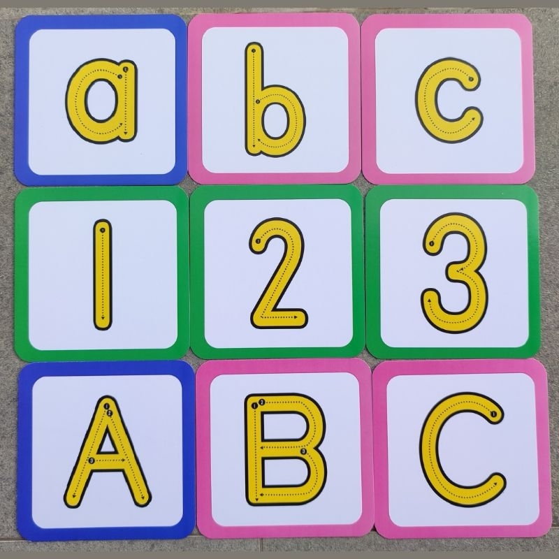 Jual Flash Card Huruf Alphabet Angka 62pcs - Montessori Kartu Belajar ...